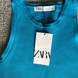 Zara | Tops | Nwt Zara Cropped Knit Ribbed Tank Top Blue Small | Poshmark
